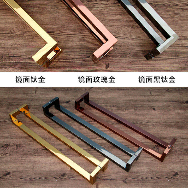 "Thickened 304 stainless steel" glass door handle square tube double ...