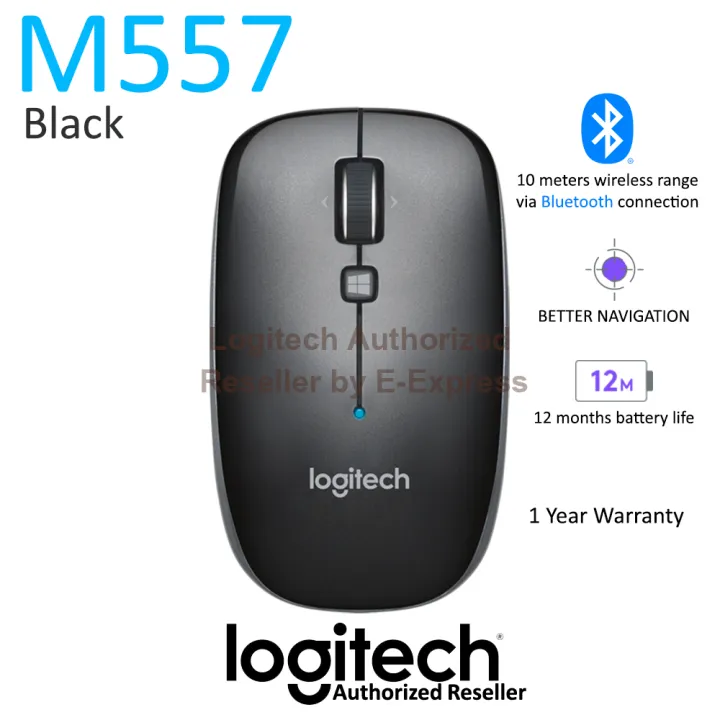 Logitech M557 Bluetooth Mouse สีดำ ประกันศูนย์ 1ปี ของแท้ (Dark Grey ...