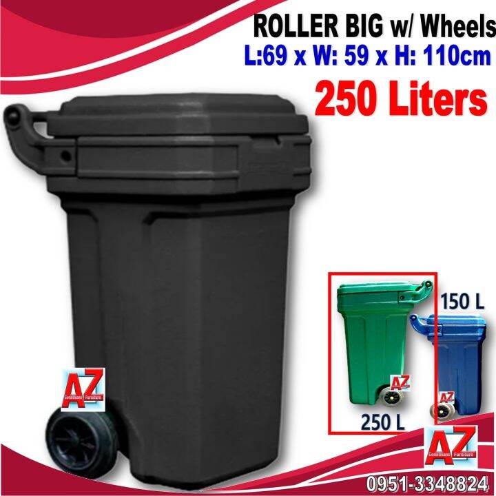 Roller Big 250 Liters Trash Bin with Wheels | Lazada PH