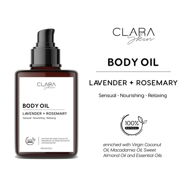 Lavender & Rosemary CLARA Body Oil 150ml, Body Moisturizer, Beauty ...