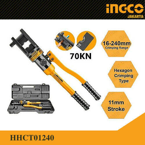 Tang Press Skun Hidrolik (70kN) / Hydraulic Crimping INGCO HHCT01240 ...
