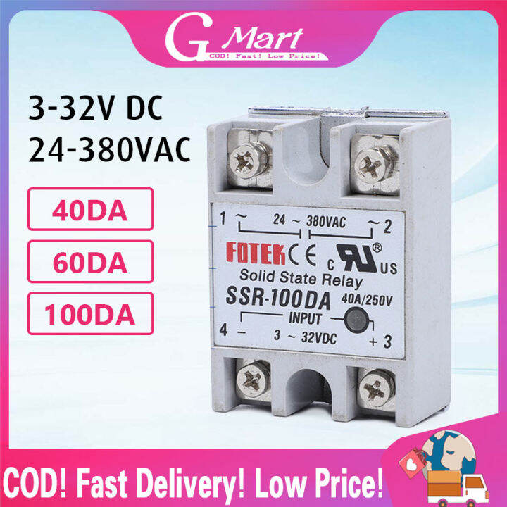 40A 60A 100A Solid State Relay Module 3-32V Input DC 24-480V AC Output SR-40DA SSR-60DA SSR ...