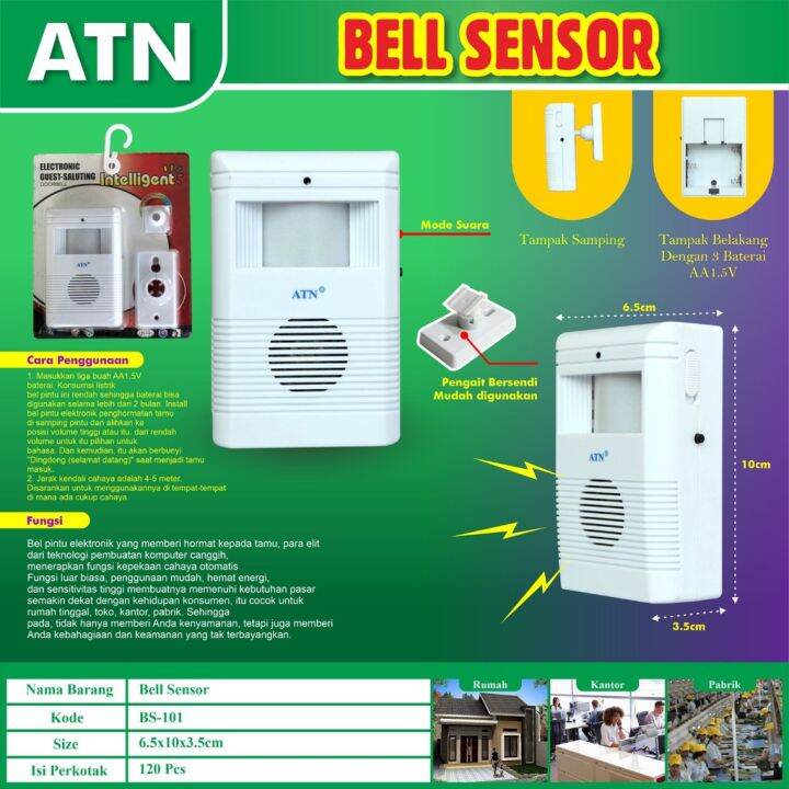 Bel pintu rumah sensor gerak bell alarm tamu welcome ATN | Lazada Indonesia