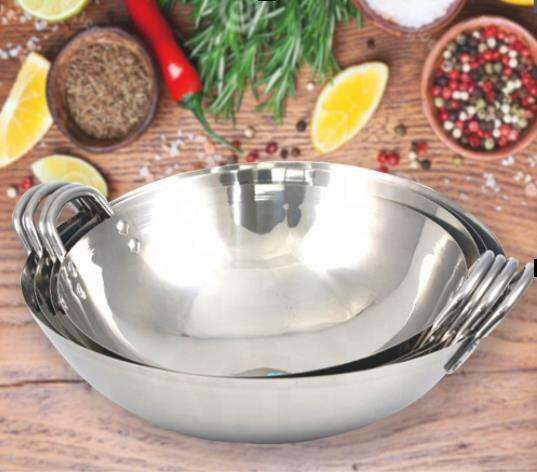 Muzi Double Handle Stainless Steel Frying Pan Saute Pan with Easy Clean ...