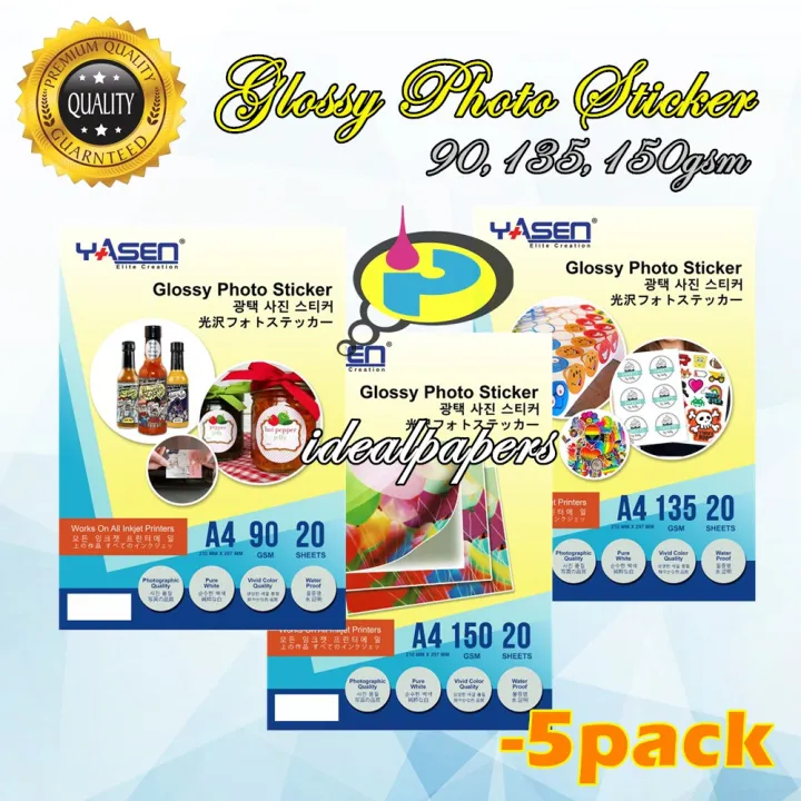 jenerationdiy notebooks 5 pack YASEN Glossy Photo Sticker Paper 90 135 ...