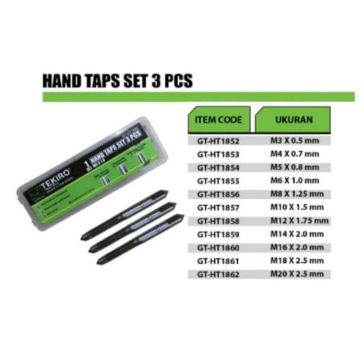 Tekiro Hand tap M5 x 0.8mm set 3 pcs alat tapping M5 x 0.8 senai | Lazada Indonesia