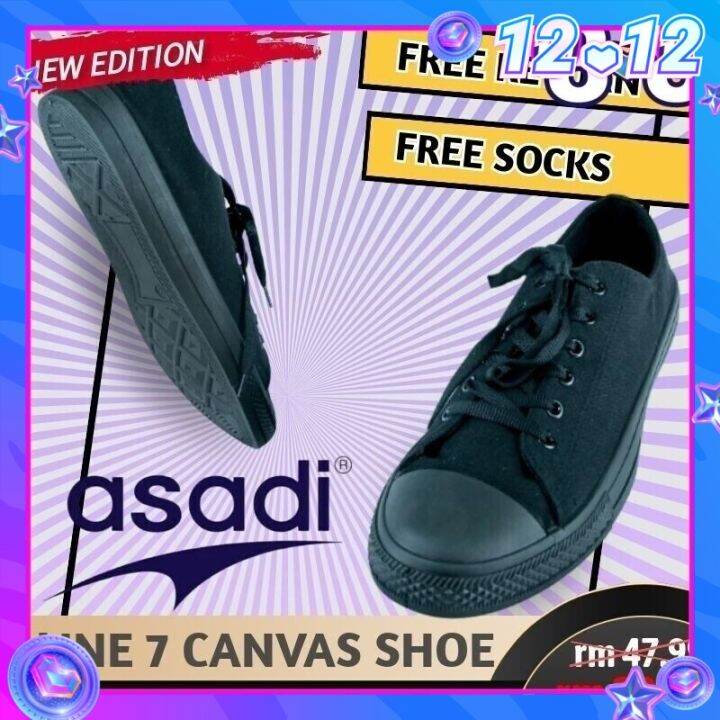 100% Original Asadi 6557 Black Shoe | Kasut Sekolah Asadi Hitam | Lazada