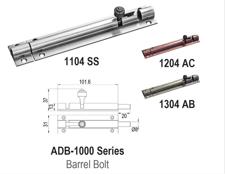 (4 - 8 Inch) Armor ADB-1000 Aluminium Barrel Door Bolt Latch Lock | Lazada