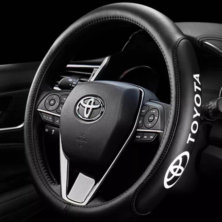 Toyota Car Steering Wheel Cover (Round Shape Black) Leather Suitable ...