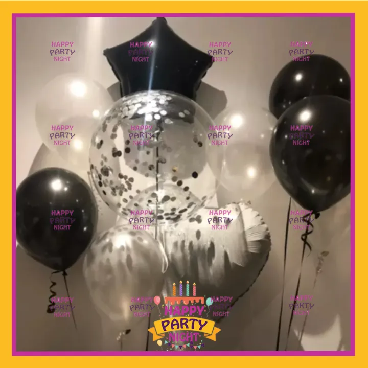 Happy Party Night black White Theme Happy Birthday Anniversary Adults ...