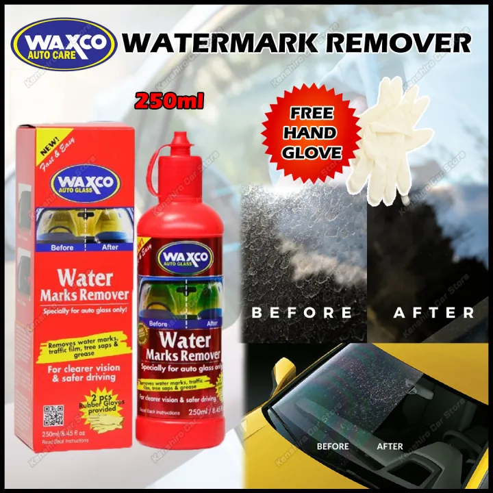 Original Waxco Water Marks Remover (250ml) + Free 2pcs Rubber Gloves DIY Car Care Remove Rain ...