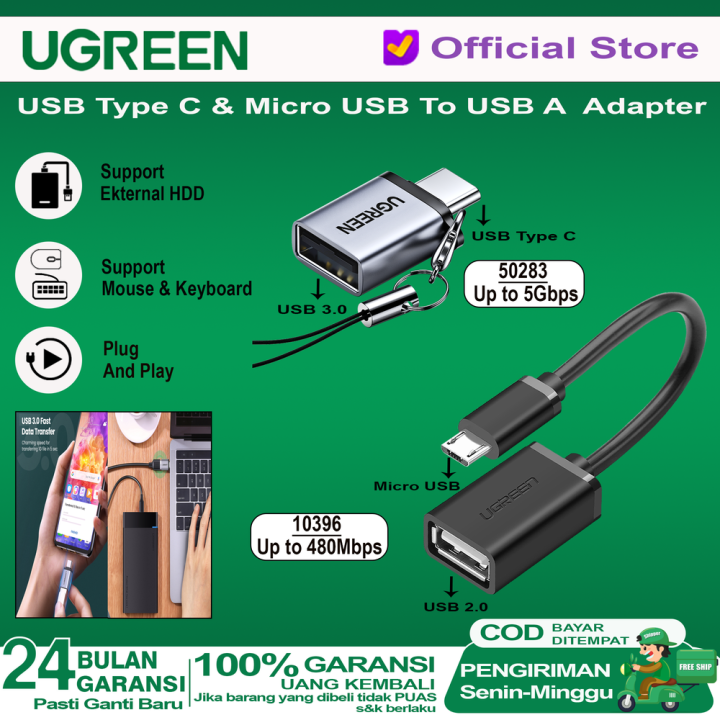 UGREEN OTG Type C To USB 3.0 Charging,Data Transfer,HDD Eksternal ETC ...