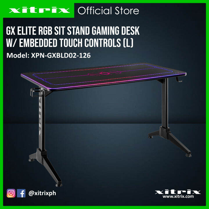 Xitrix GX Elite RGB Lighted Gaming Table Desk w/ Embedded Touch ...