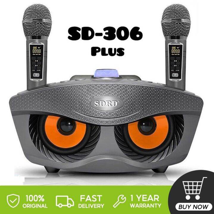 SDRD SD-306 Wireless Bluetooth Dual Microphone Karaoke Portable 3D ...