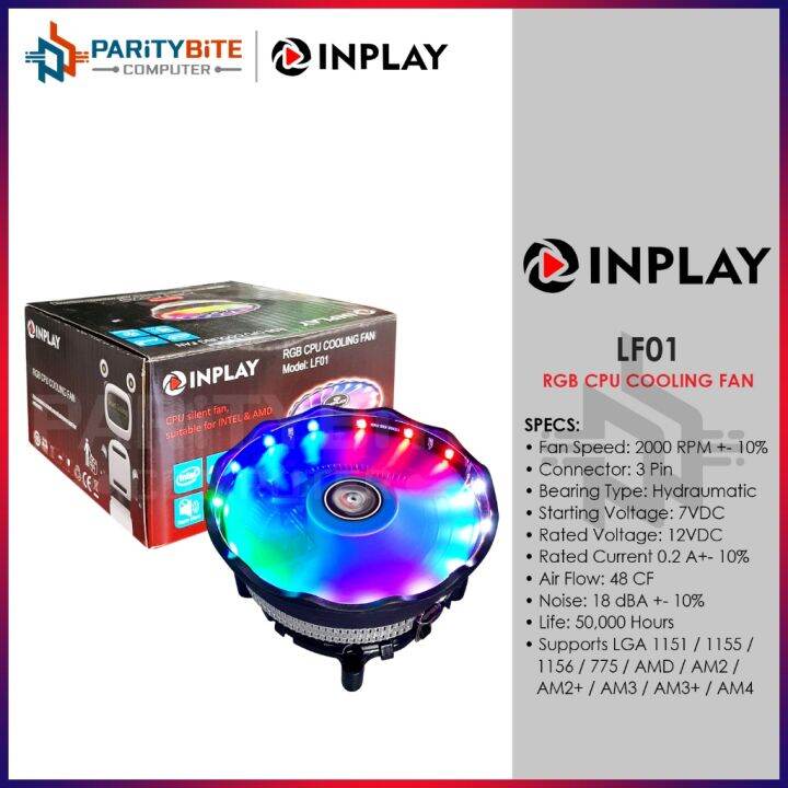 INPLAY LF01 CPU Cooling Fan RGB Lighting 3 Pin Air Cooler Radiator 【COD ...