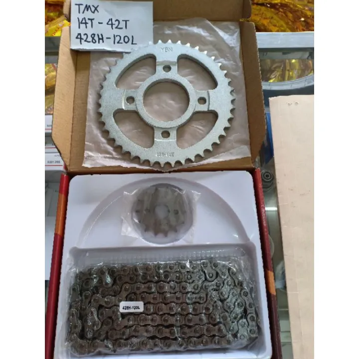 YBN Motor Sprocket and Chain Set. TMX 155. 14T42. 428H-120L | Lazada PH