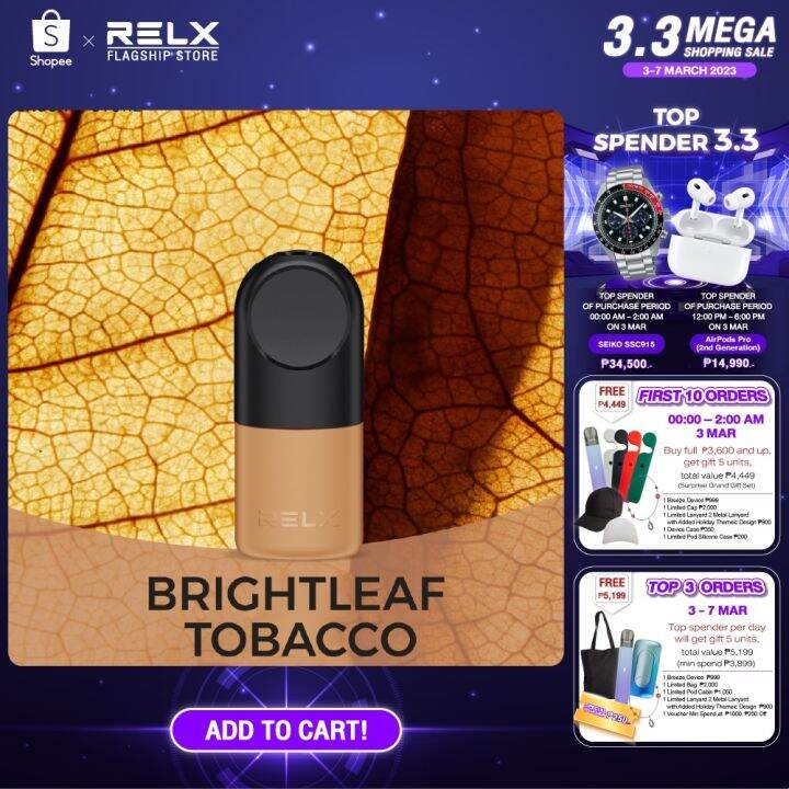 ⊕ ♝ RELX Pod Pro -1 Pack- Brightleaf Tobacco 50mg/g-STD (Vape Juice ...