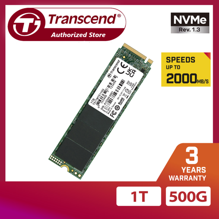 Transcend 500GB/1TB PCIe NVMe Gen3x4 SSD, MTE110Q, M.2 2280, QLC, DRAM-less | Lazada PH