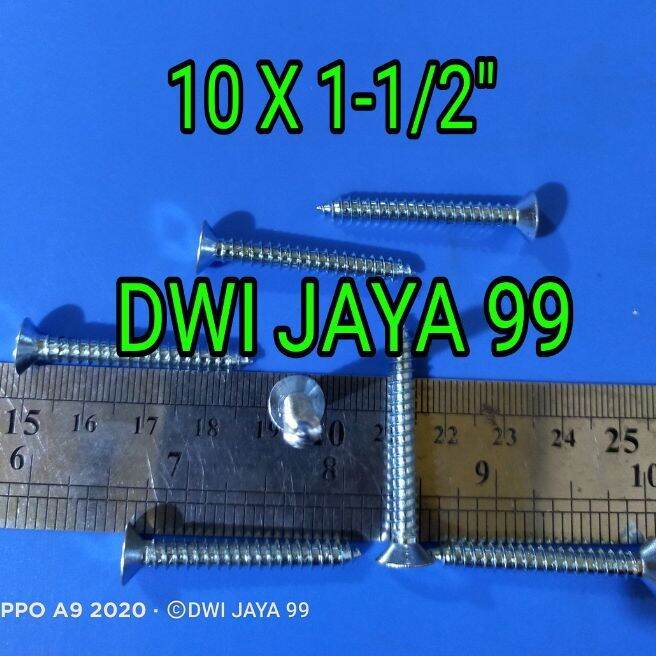 100 pcs Skrup tapping fh 10x1-1/2" taping jf untuk kayu triplek ...