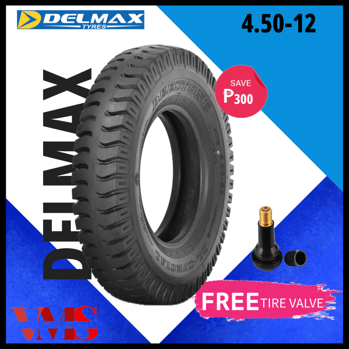 4.50-12 DELMAX LP67 LUG 8PLY TUBE TYPE WITH FREE TIRE VALVE | Lazada PH