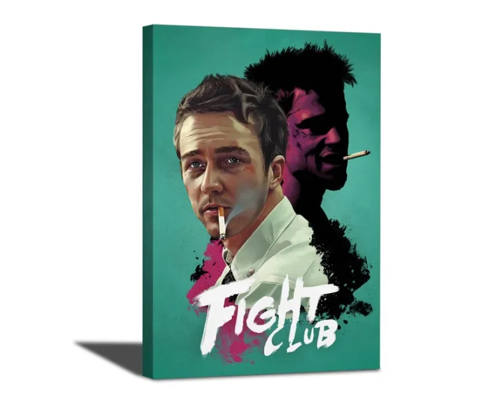 Fight Club โปสเตอร์ภาพยนตร์ Wall Art ผ้าใบ Brad Pitt Portrait Tyler ...