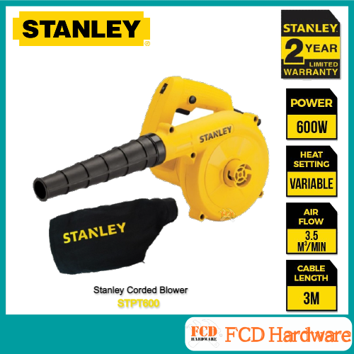 STANLEY STPT600 Corded Blower 2 In 1 Functions (600W/0-16000 RPM/3.5 M2 ...