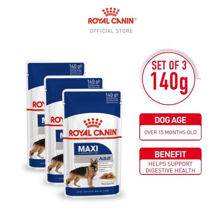 Royal Canin Maxi Adult Wet Food (140g x 3 pouches) - Size Health Nutrition | Lazada PH