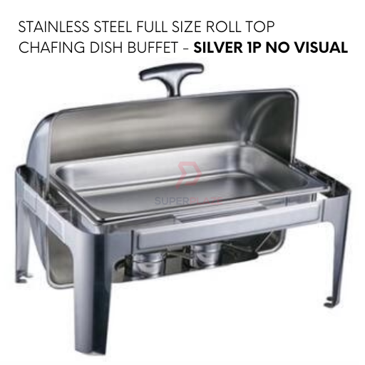 Silver 1P No Visual Stainless Steel Full Size Roll Top Chafing Dish ...