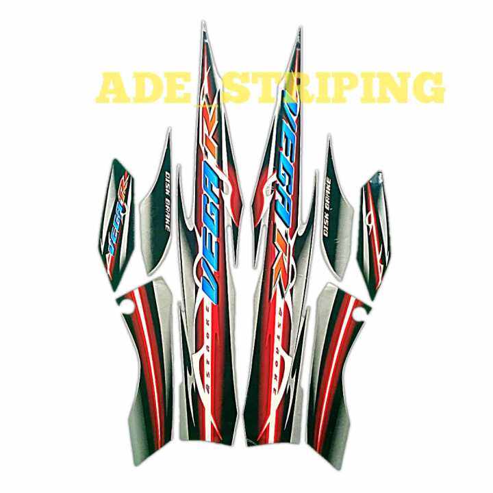 STIKER STRIPING LIS BODY MOTOR YAMAHA VEGA R TAHUN 2007 SILVER-HITAM ...