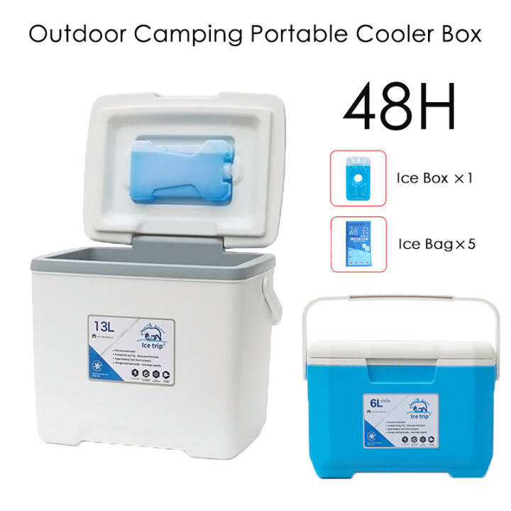6L/13L 48H Outdoor Camping Portable Cooler Box Free Ice Brick Ice pack ...