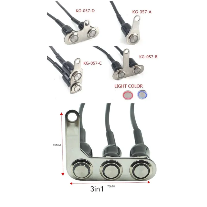 12V 16mm Waterproof LED Halo Switch/Double ON-OFF Button Switch 2in1，3 ...