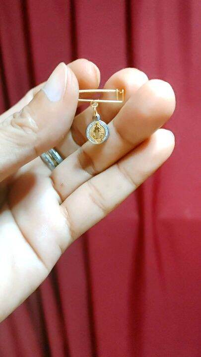 Original Anti-usog St. Benedict Small Miraculous Medal Amulet Baby Pin ...