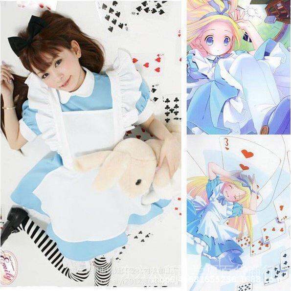 [cos Suit] Cosplay Alice In Wonderland Super Cute Maid Costume Aqua