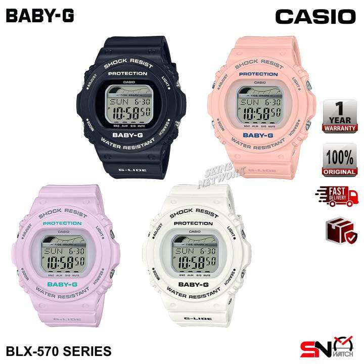 Casio Baby-G BLX-570 G-LIDE Series Tide Graph Digital Resin Band Women Sport Watch Jam Tangan ...