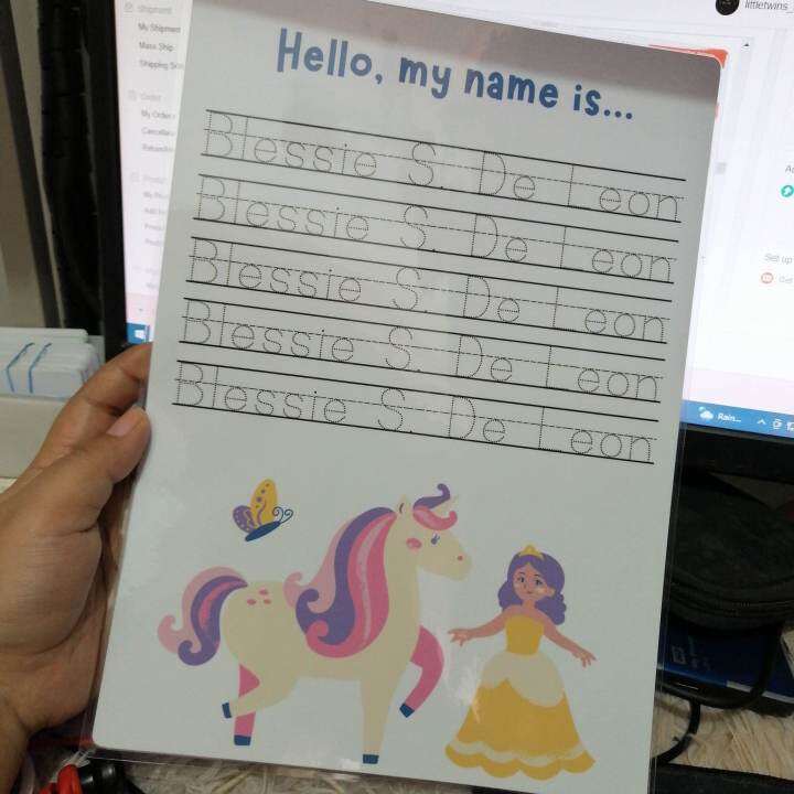 Laminated Name Tracing Pad for Kids A4 size | Customized | Lazada PH