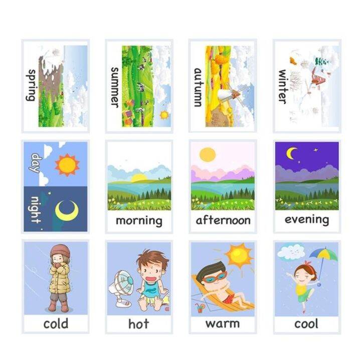 Puzzle Early Learning Card Four Seasons English Word Learning Flash ...