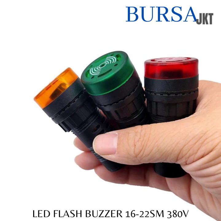 LAMPU FLASH BUZZER LED PILOT BEEPER ALARM SIGNAL AD 16-22SM 12V 24V 220 ...