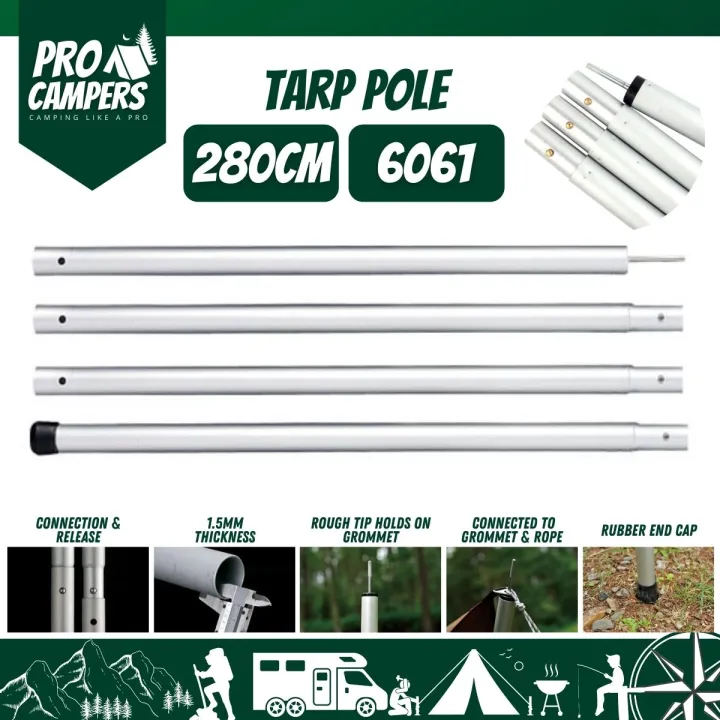 280cm Height Aluminum Steel Tarp Pole Camping Tent Support Adjustable ...