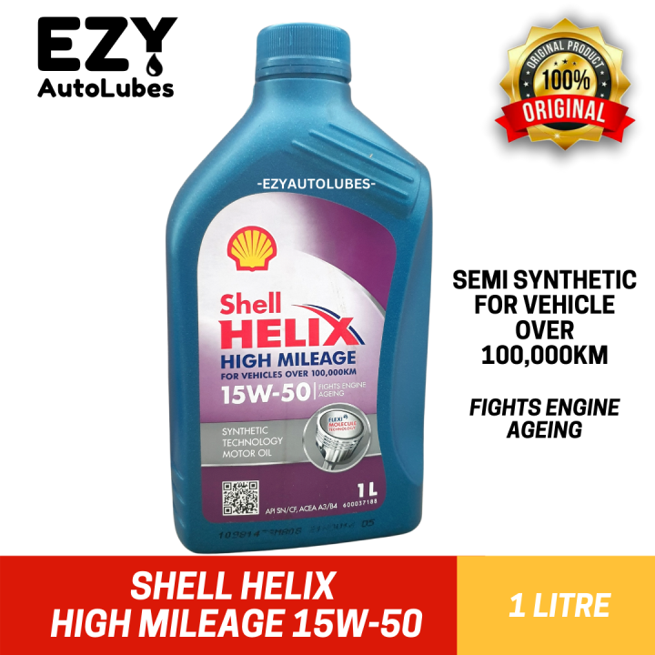 Shell Helix High Mileage 15W50 Semi Synthetic 1L👉 100% Original Shell ...