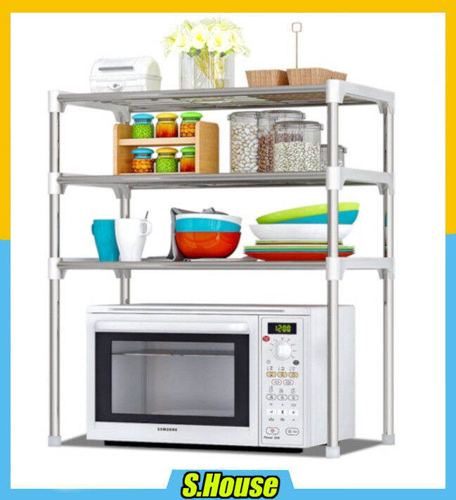 Kitchen Rack Shelf Organizer Oven Microwave Storage Cabinet Rak Kabinet ...