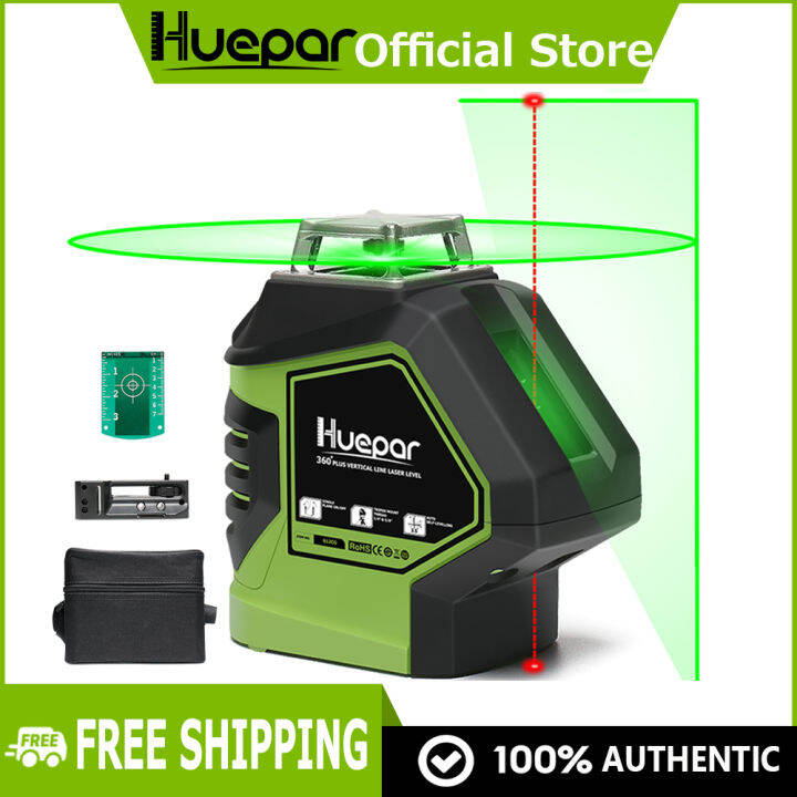 Huepar Green Beam Laser Level with 2 Plumb Dots Self-Leveling 360 3D ...