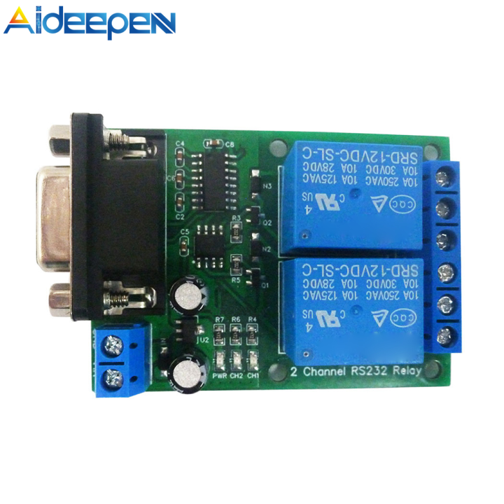 Aideepen 2 Channels RS232 Relay Board DC 12V 24V Serial Port Switch Module for PLC Motor LED PTZ ...