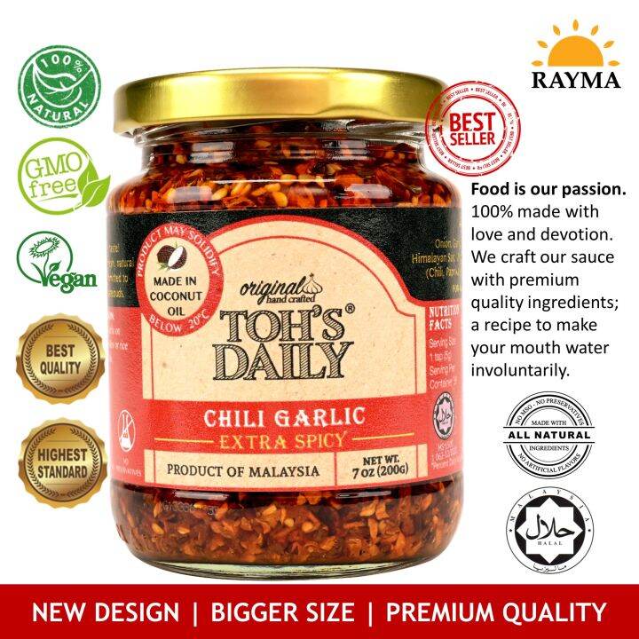 TOH'S DAILY Premium Extra Spicy Chili Garlic 200g (Twin Pack) | Lazada