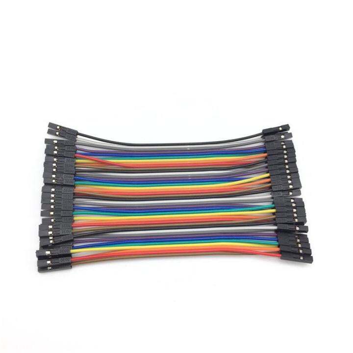Dupont line 1 Row of 40pcs 10cm 2.54mm 1p-1p Pin Female to Female Color ...