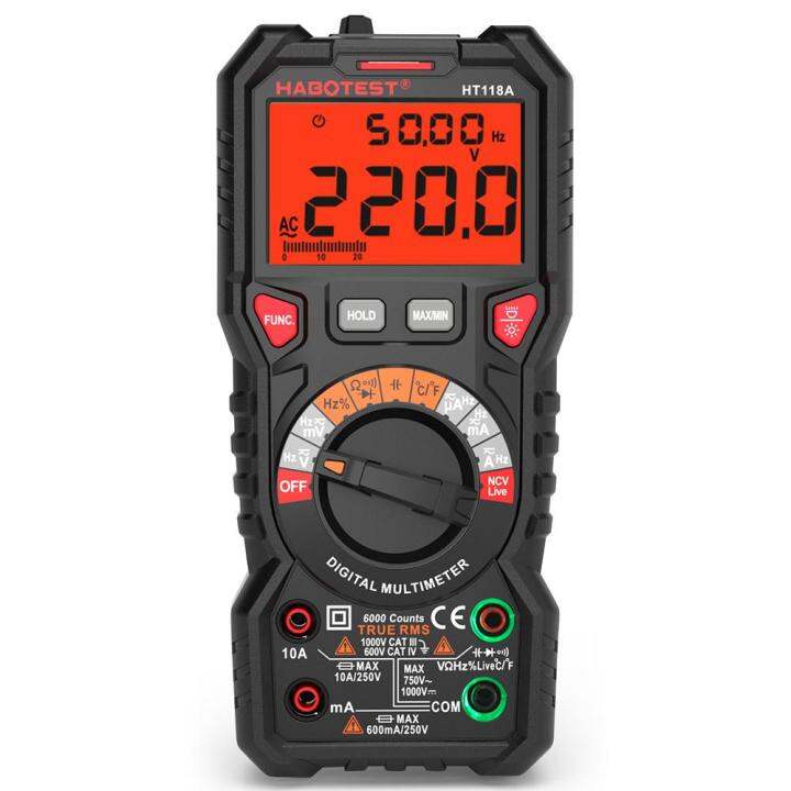HABOTEST HT118A Digital Multimeter Auto Range Multi-meter 6000 Counts ...