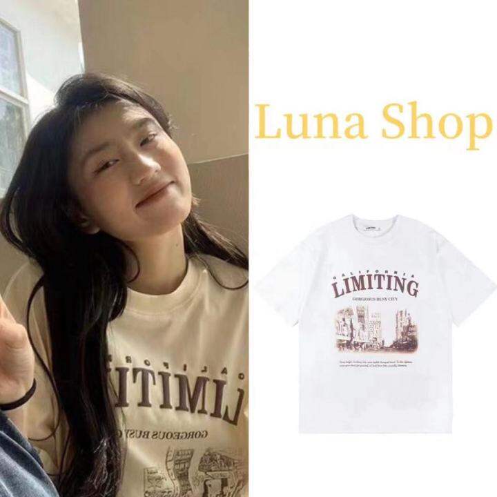 Luna shop（พร้อมส่งจากกทม มาถึงใน 3-5 วัน）🌻🍑เสื้อยืด🍒 bf สไตล์หลวมสบาย ๆ รอบคอ เสื้อ ยืด ผู้หญิง ...