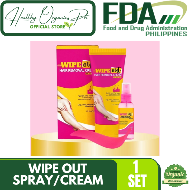WipeOut Hair Removal Cream 50ml | WipeOut Hair Growth Inhibitor Spray ...