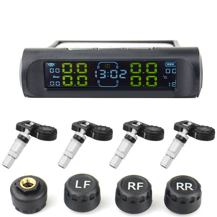 Solar TPMS Car Tire Wireless Pressure Sensor Monitoring System with 4 ...