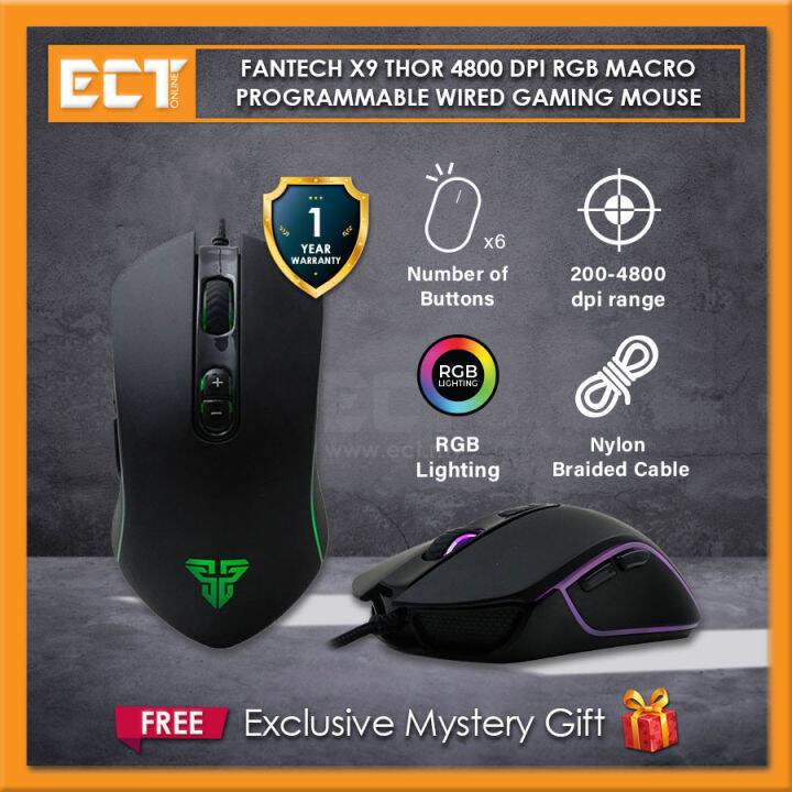 Fantech X9 Thor 4800 DPI RGB Macro Programmable Wired Gaming Mouse | Lazada