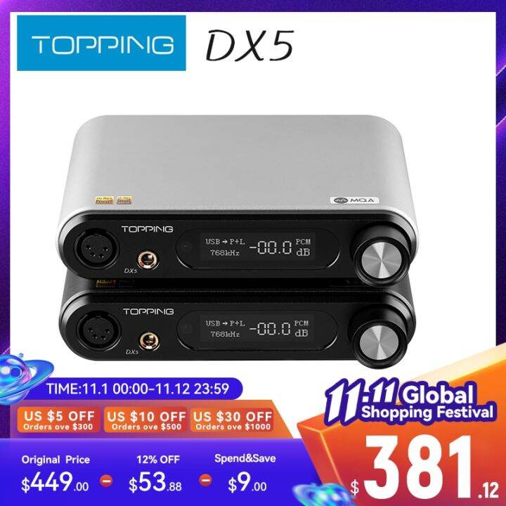 TOPPING DX5 MQA Decoder ES9068AS*2 DAC Headphone Amplifier DSD512 ...